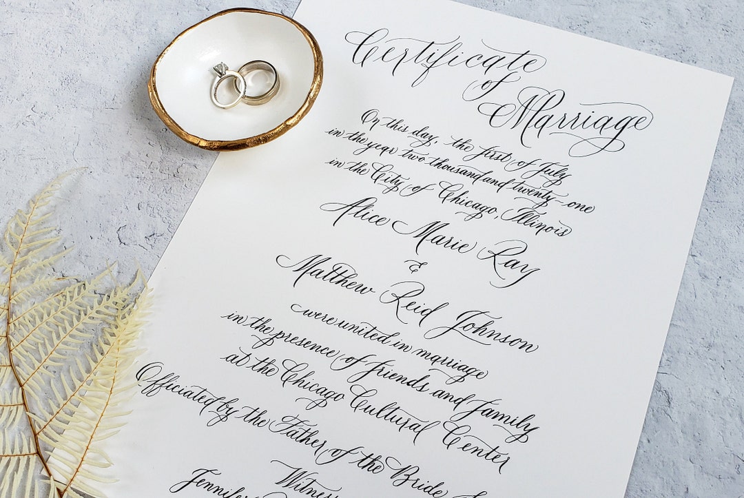 Custom Marriage Certificate - Handwritten Marriage Certificate ...