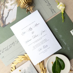 Vintage Greenery Wedding Invitations - Etsy