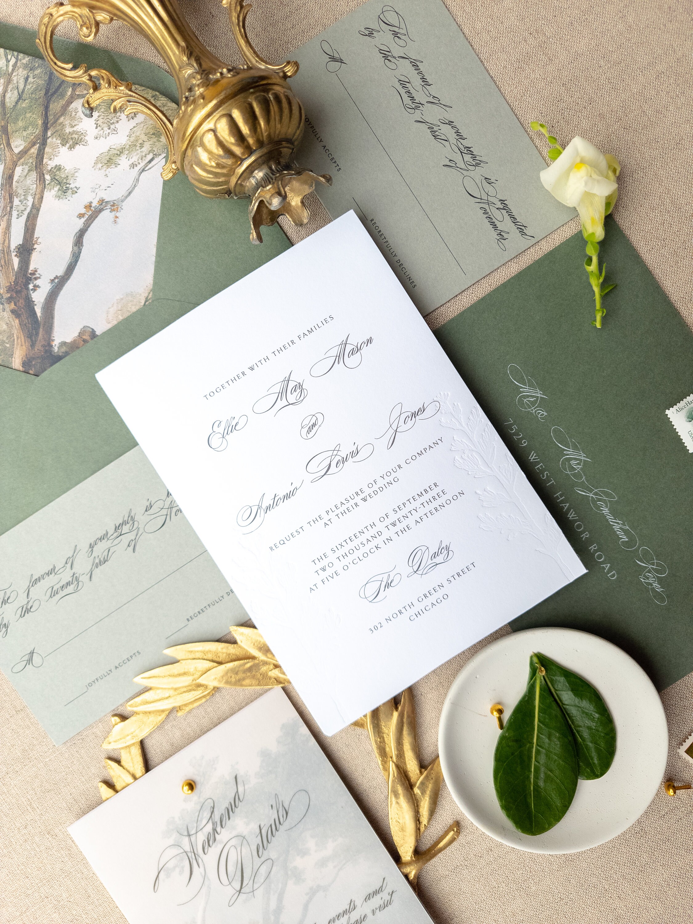 Vintage Greenery Wedding Invitations - Etsy
