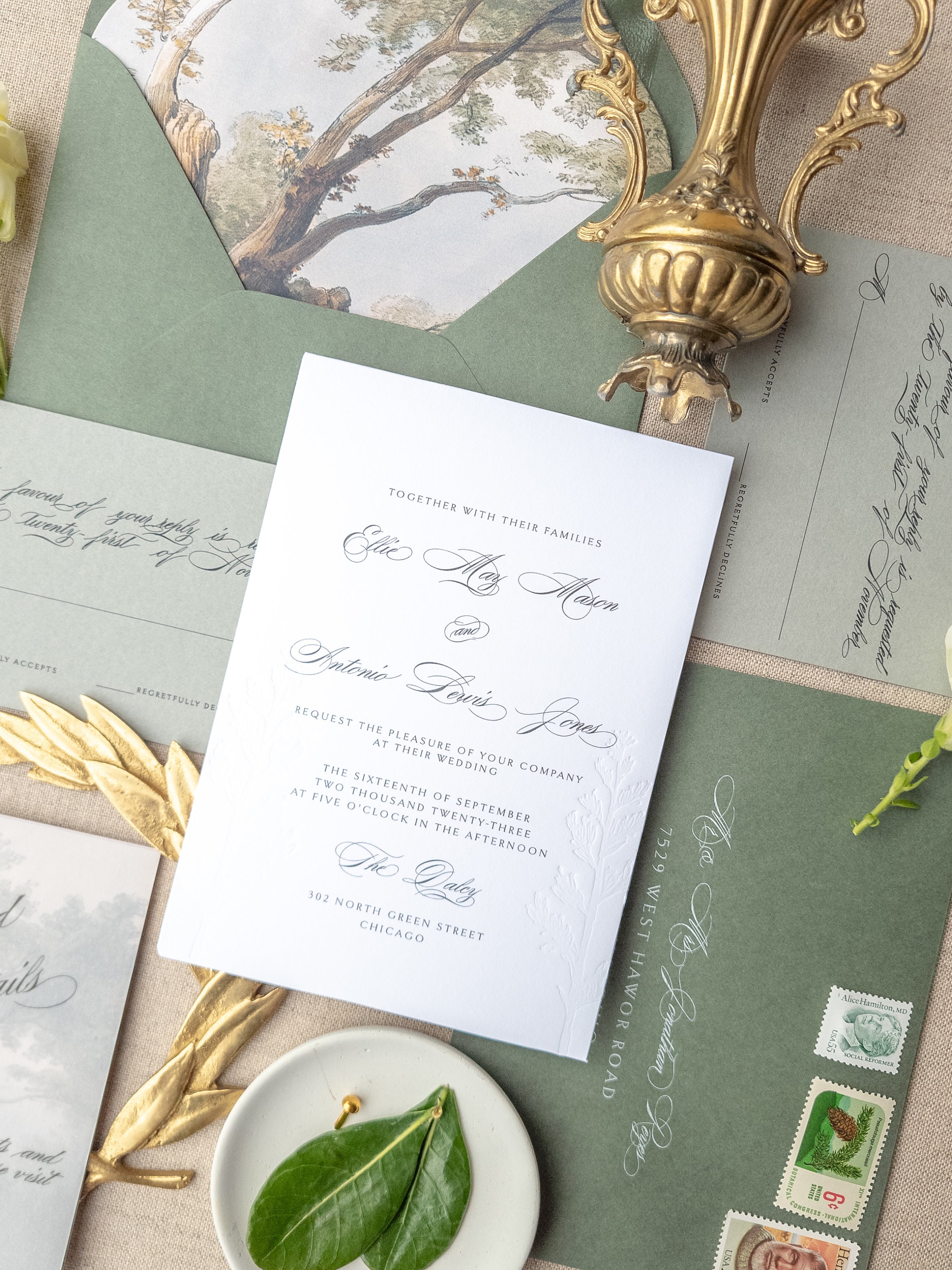 Vintage Greenery Wedding Invitations - Etsy