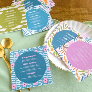 Colorful Menus, Groovy Menus, Funky Menus, Fun Party Menu, Party Menus ...