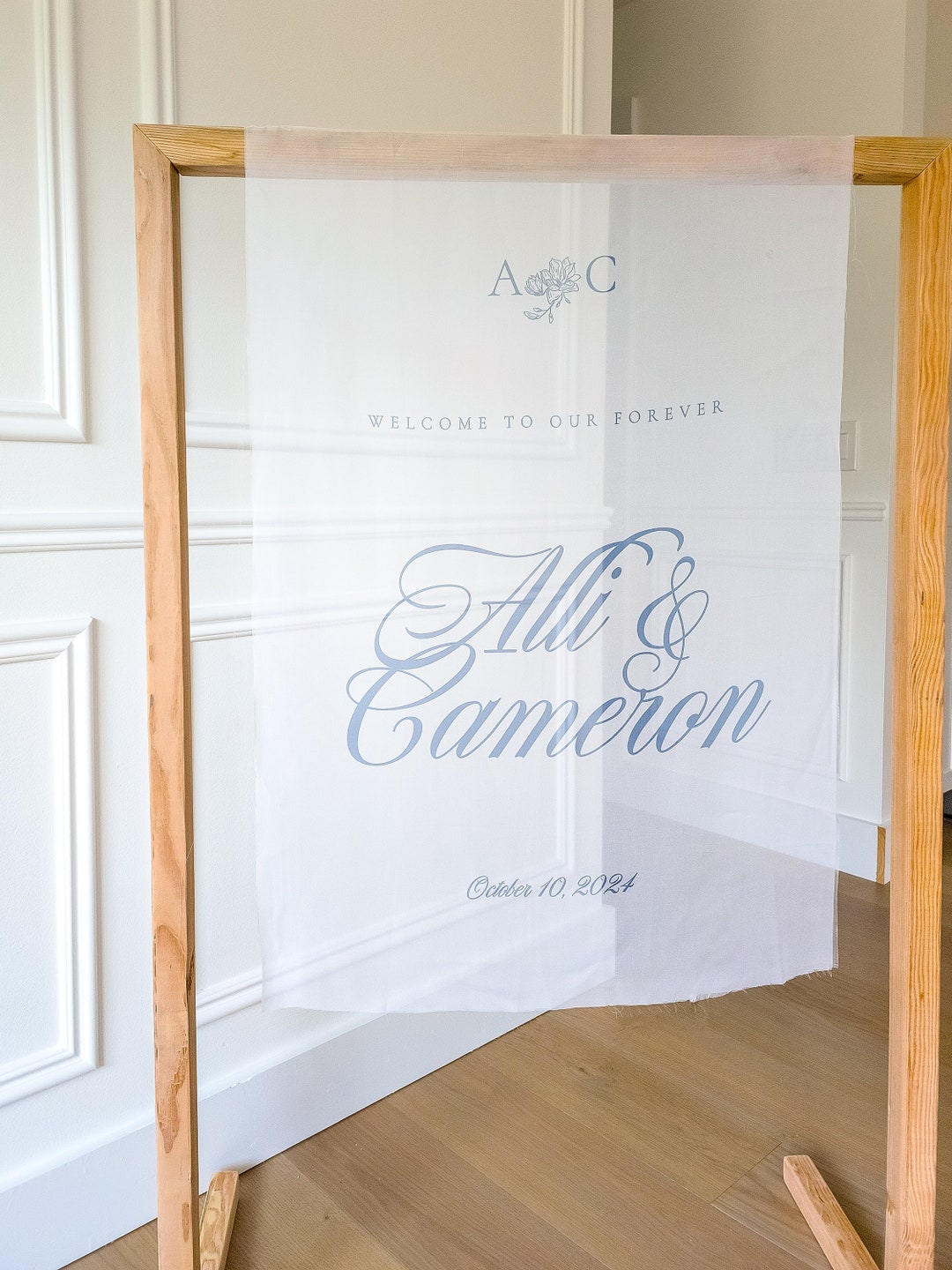 Wedding Fabric Welcome Sign, Modern Wedding Welcome Sign, Monogram ...