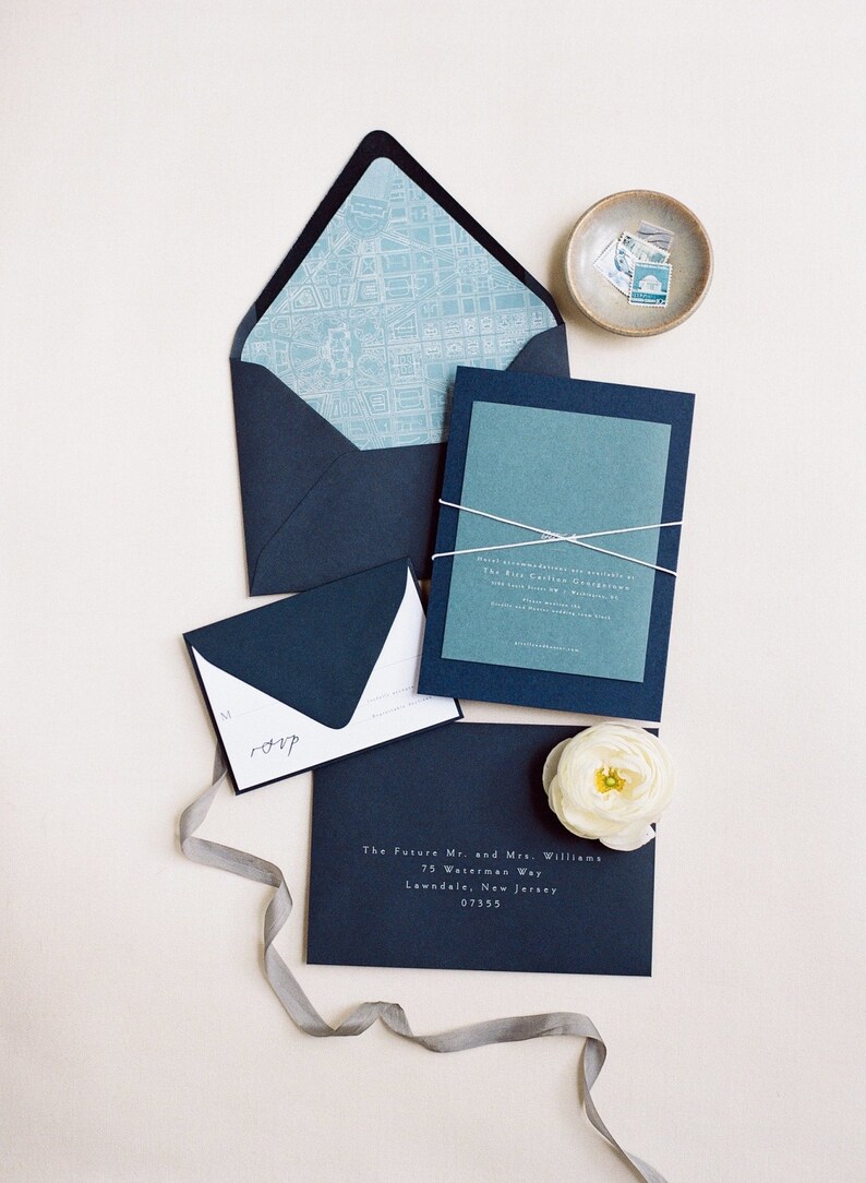 Modern Blue Wedding Invitations - Etsy