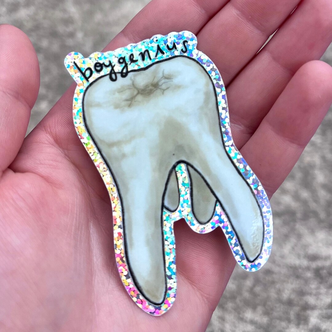 Boygenius Tooth Glitter Sticker | Glossy Waterproof Vinyl Holographic ...
