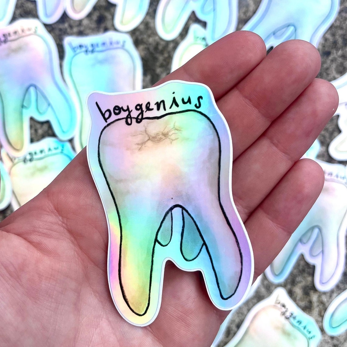Boygenius Tooth Holographic Rainbow Sticker | Waterproof Vinyl - Etsy