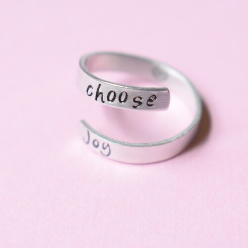 Choose Joy Ring Hand Stamped Stainless Steel Wrap Ring - Etsy
