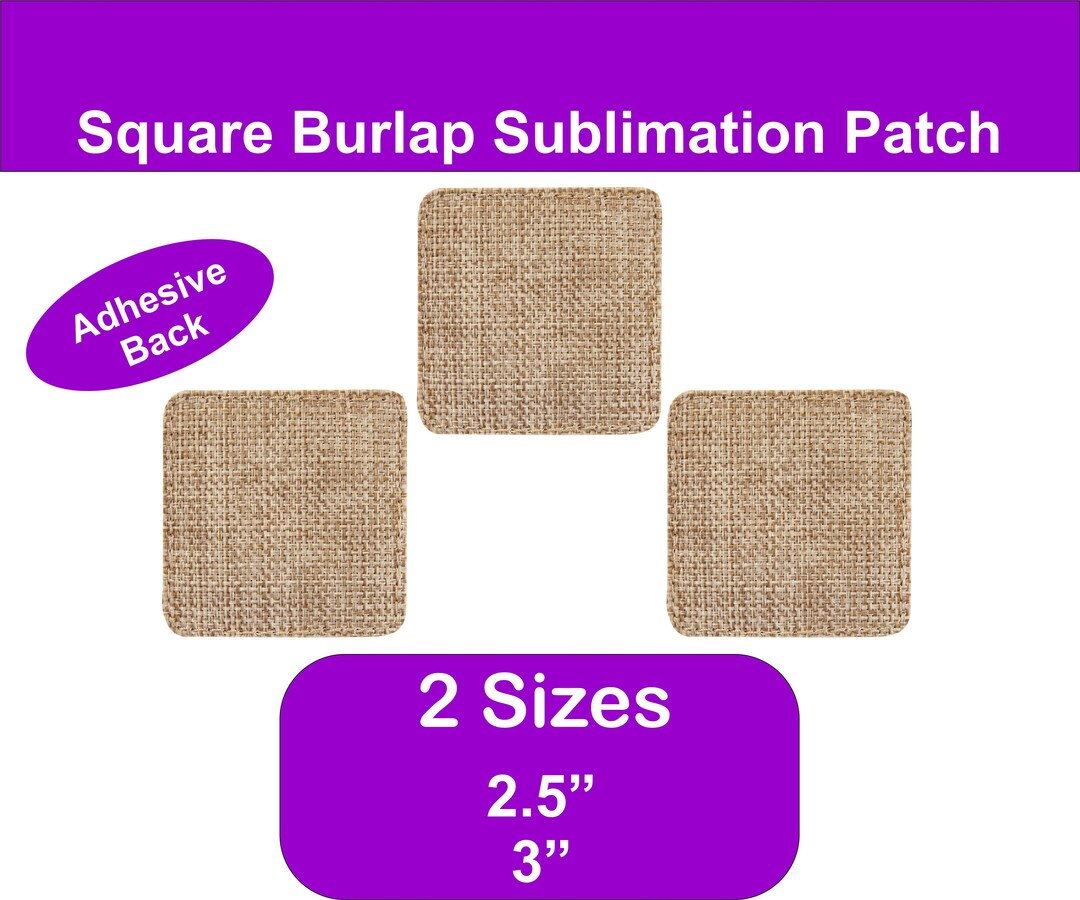 Square Plain Burlap Sublimation Hat Patches With Adhesive, Blank ...