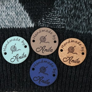 1.25" Round Vegan Leather Knitting Labels - Custom Clothing Tags ...