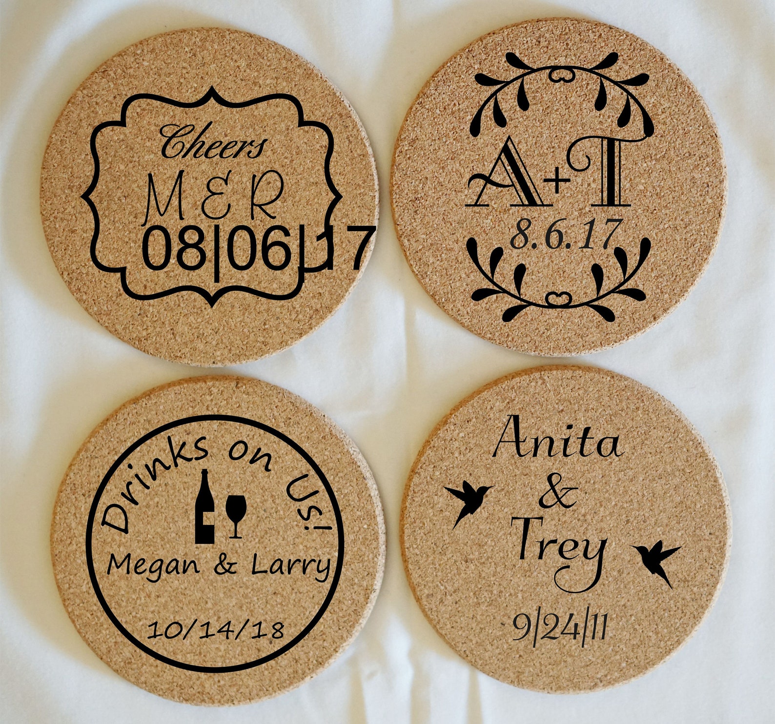 Wedding Favors - Wedding Coasters Personalized - Cork Coasters, Wedding ...