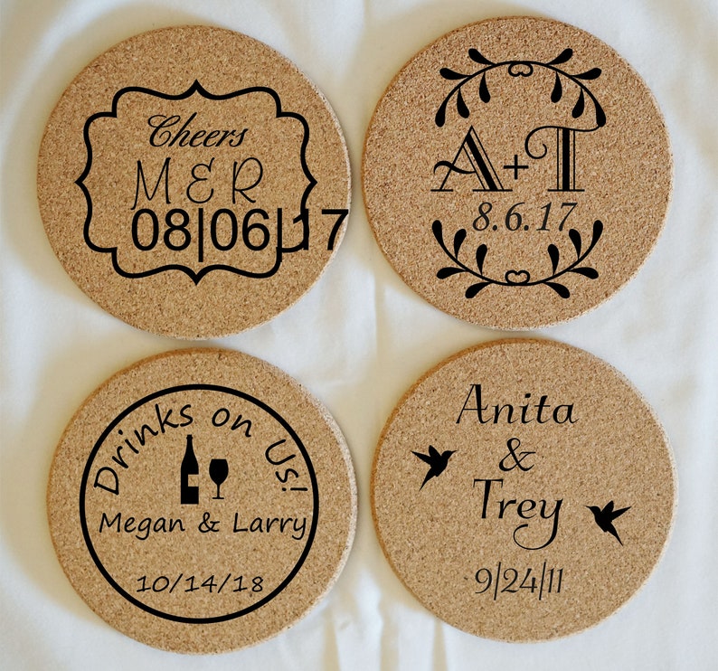 Wedding Favors - Wedding Coasters Personalized - Cork Coasters, Wedding ...