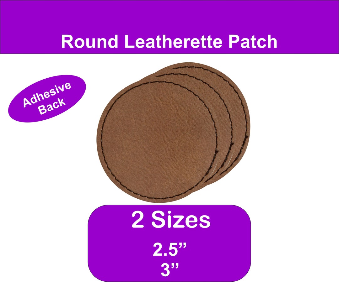 Dark Brown Round Laserable Leatherette Patch With Adhesive, Glowforge ...
