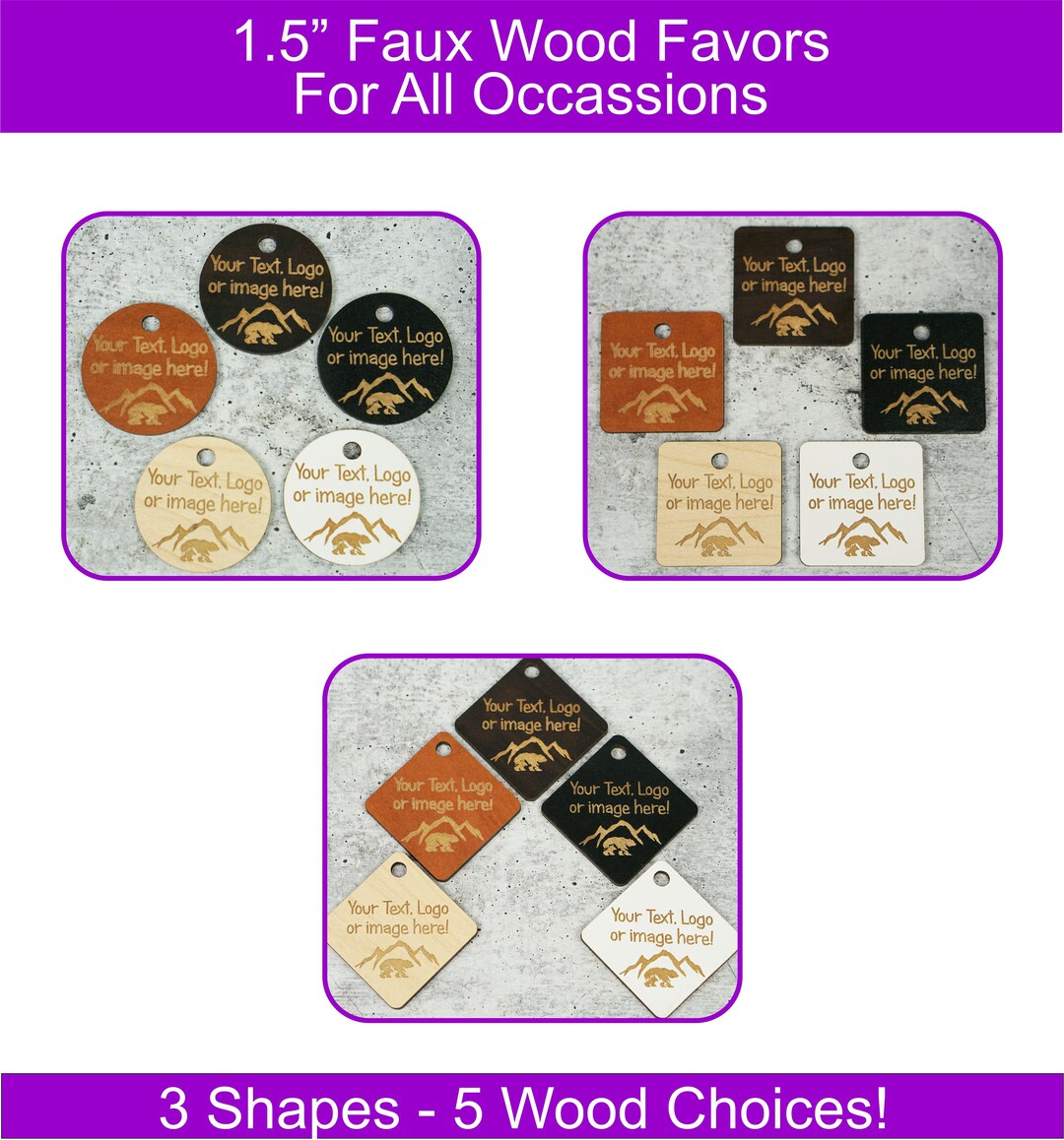 Personalized Wood Party Tags, Wooden Party Favors, Custom Party Favors ...