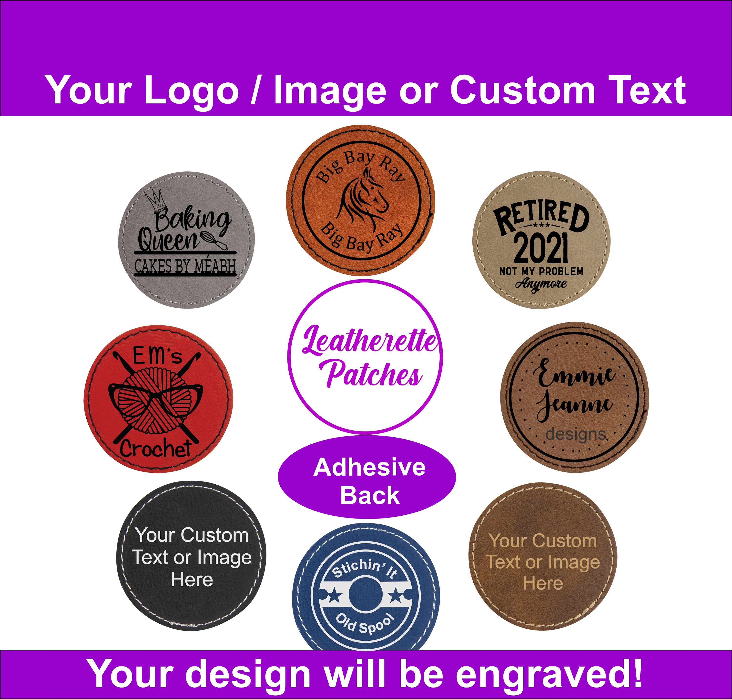 Custom Engraved Logo Leather Patches Faux Leather Patch With - Etsy