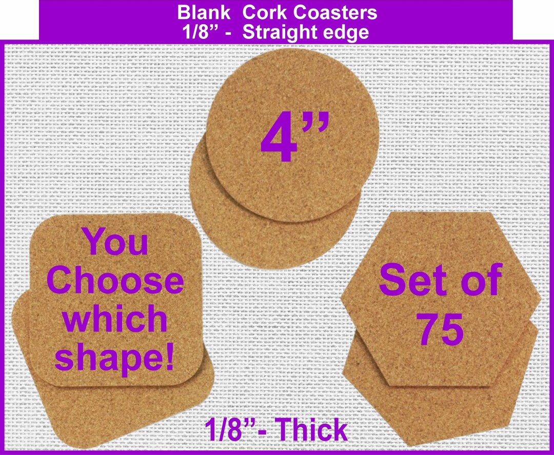 Set of 75 Blank Cork Coasters, Plain Cork Coaster, DIY Craft Coaster ...