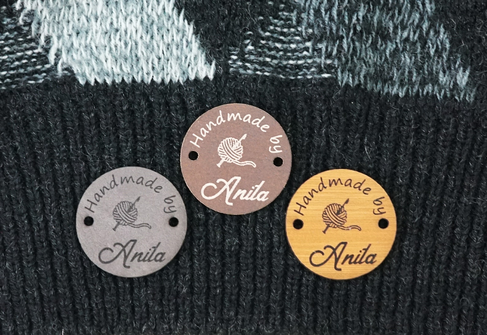1.25 Round Vegan Leather Knitting Labels Custom - Etsy