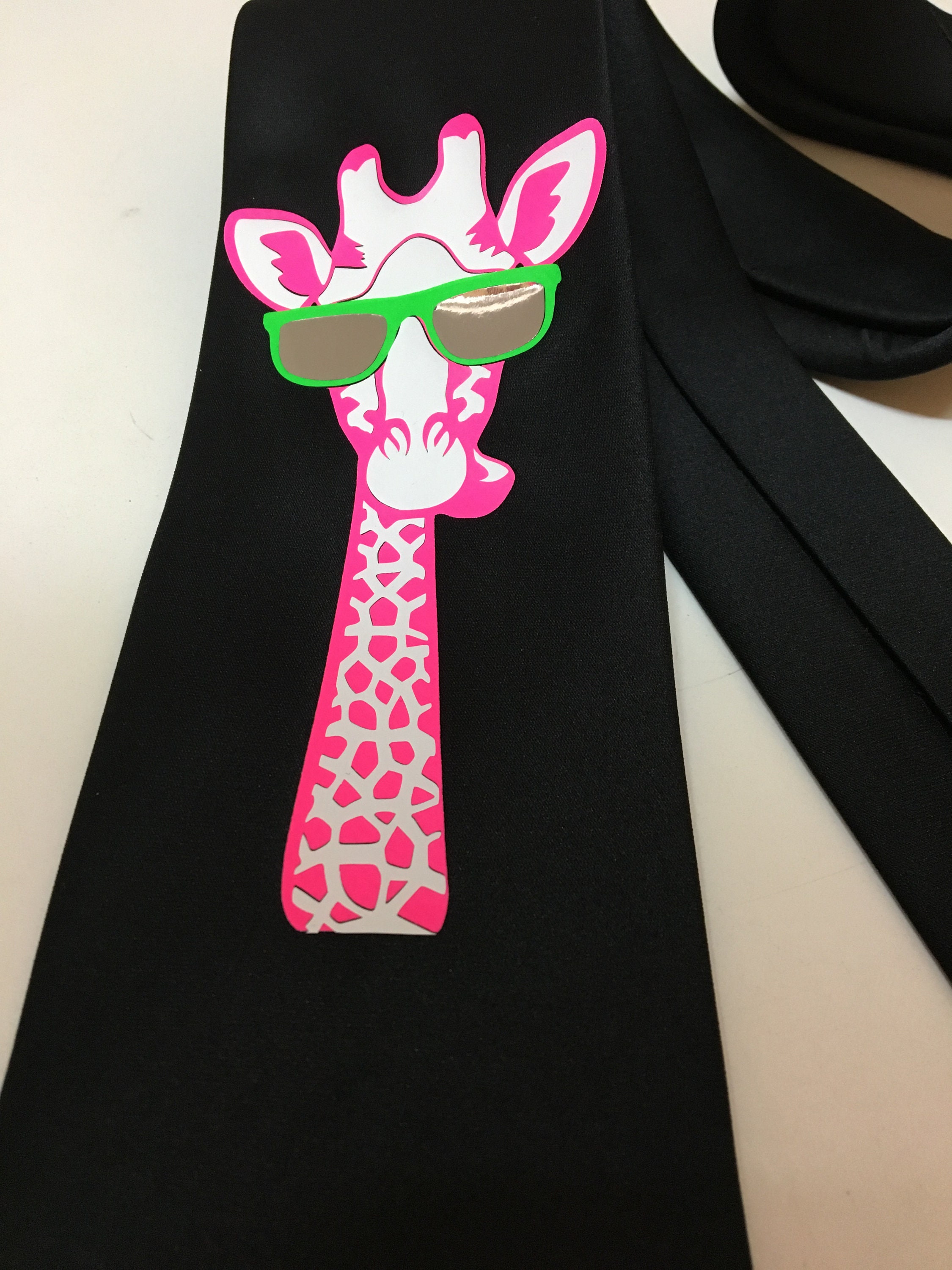 Giraffe Necktie, Neon Pink, Cool and Fun - Etsy