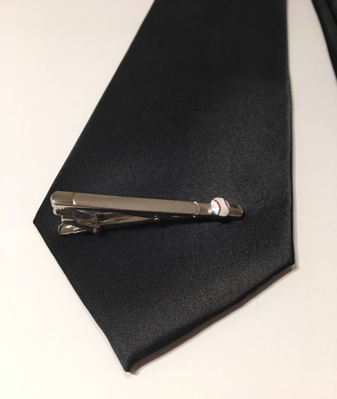 Black Necktie and Baseball Tie Clip - Etsy