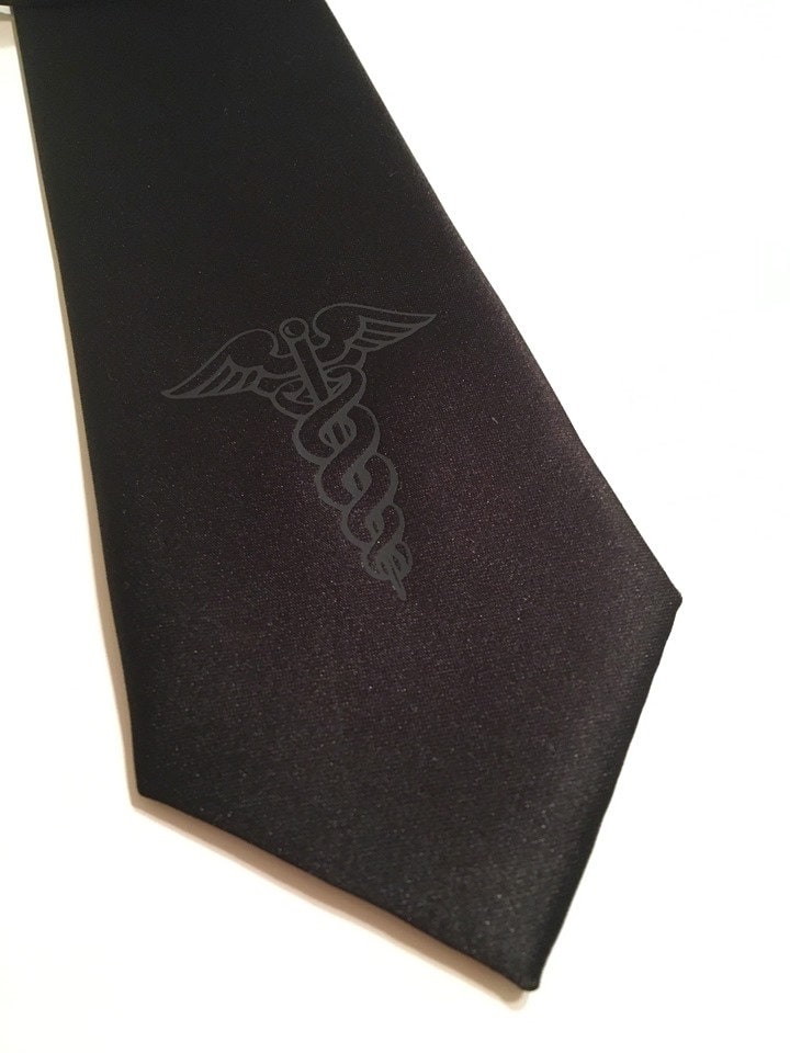 Caduceus - the Symbol of Medicine Necktie, Doctor's Tie, Nurse, Black ...