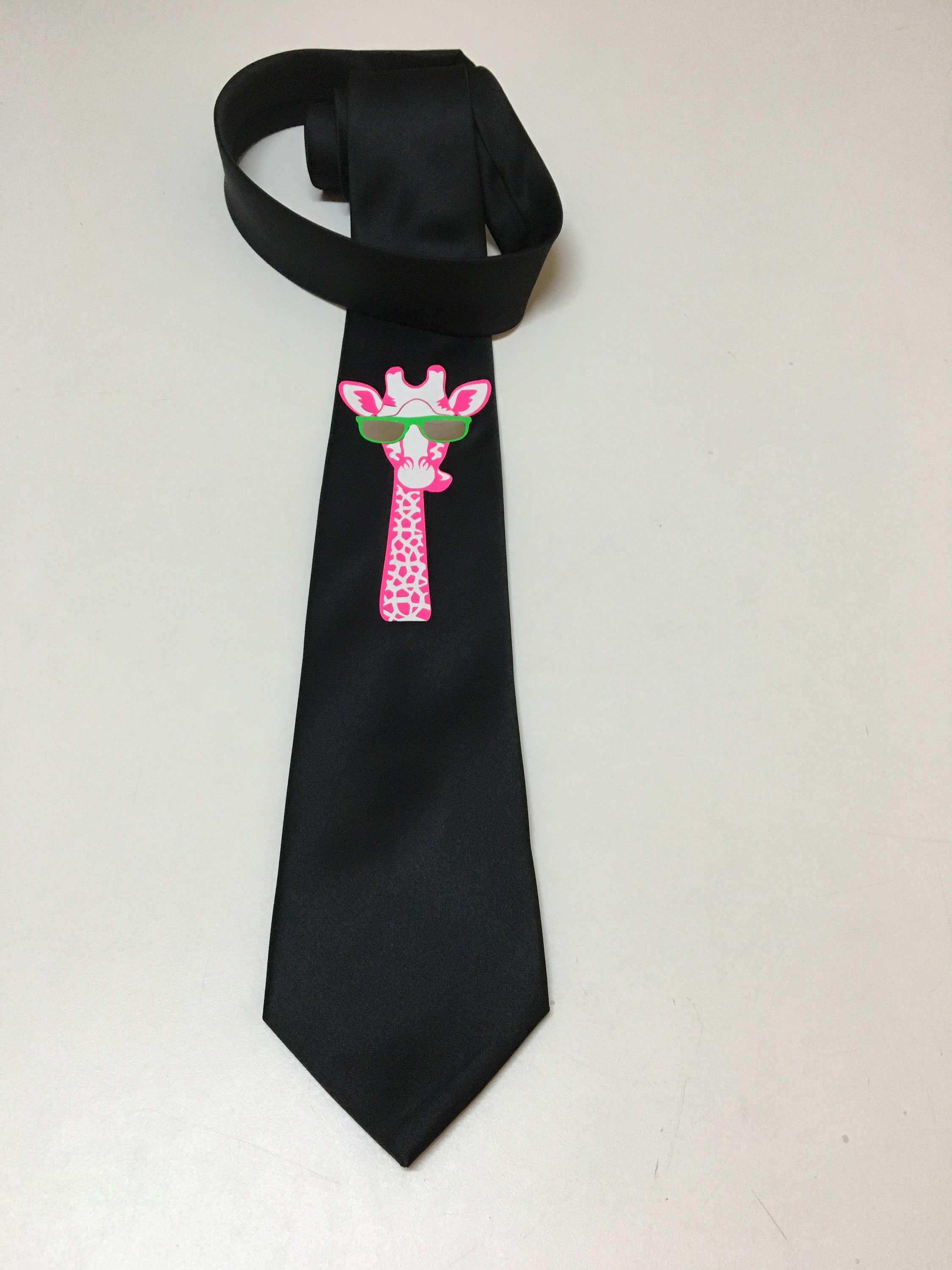 Giraffe Necktie Neon Pink Cool and Fun - Etsy