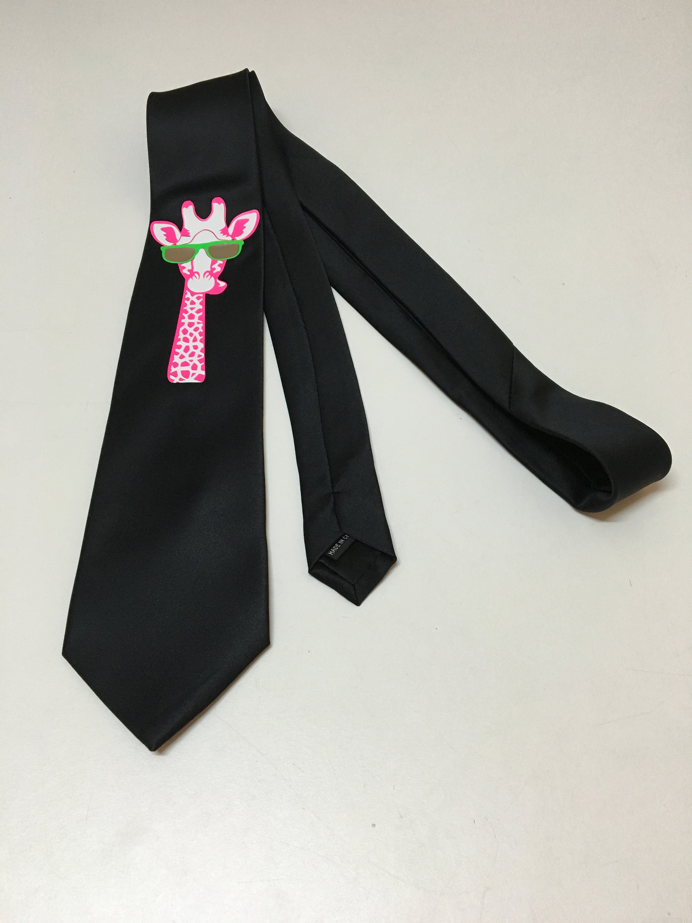 Giraffe Necktie Neon Pink Cool and Fun - Etsy