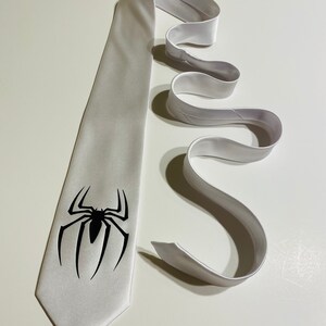 Spider on White Necktie, Cool, Unique and Fun, Birthday Gift, Wedding ...
