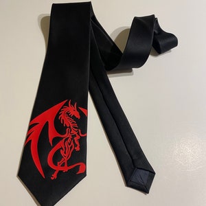 Dragon Red Necktie, Cool, Unique and Fun, Birthday Gift, Wedding ...