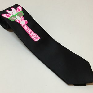 Giraffe Necktie, Neon Pink, Cool and Fun - Etsy