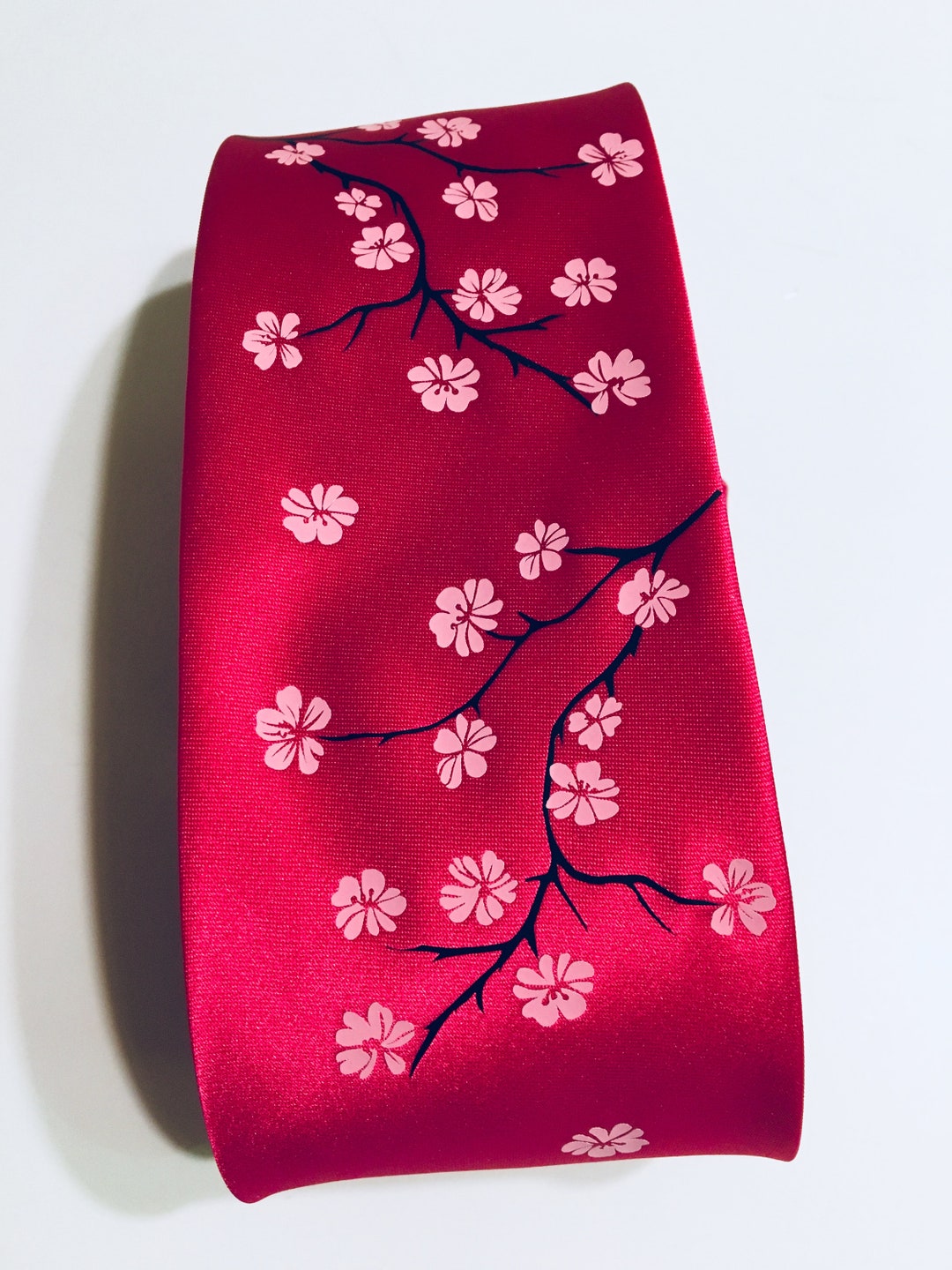 Cherry Blossom Necktie, Fuchsia Color Tie, Beautifully Made, Special ...