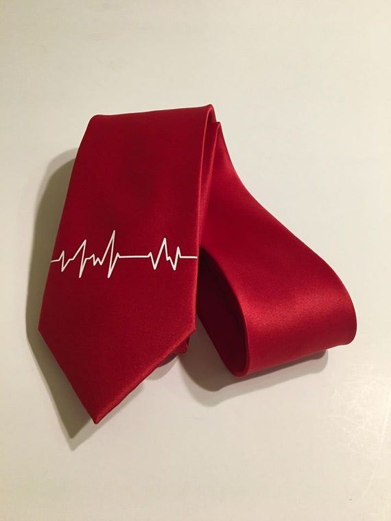 Pulse red or Blue Tie Doctor Heartbeat Necktie RN Cool - Etsy