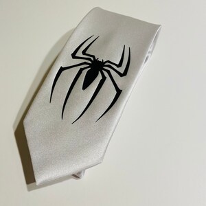 Spider on White Necktie, Cool, Unique and Fun, Birthday Gift, Wedding ...