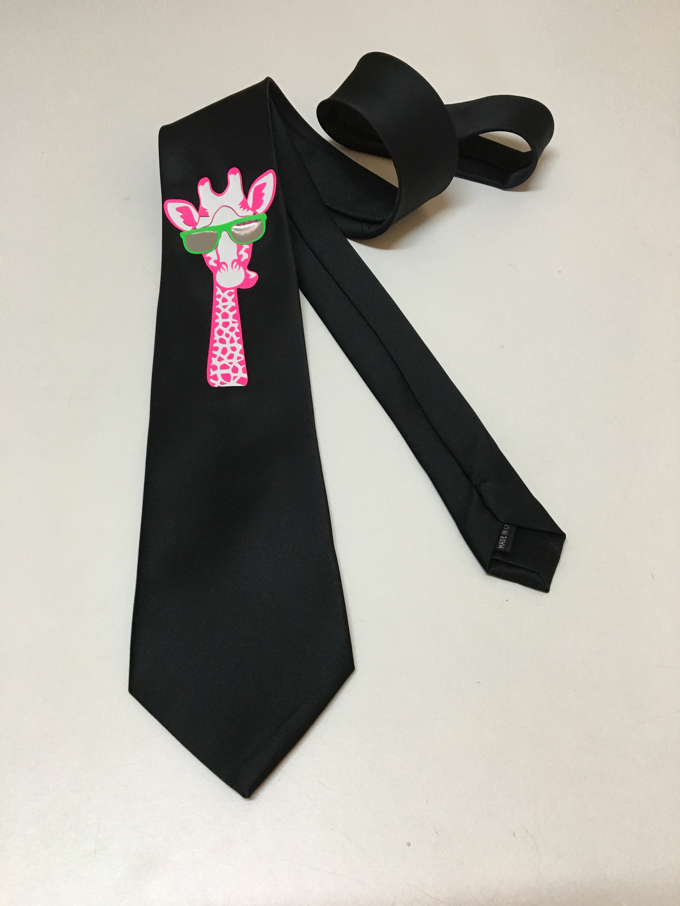 Giraffe Necktie Neon Pink Cool and Fun - Etsy