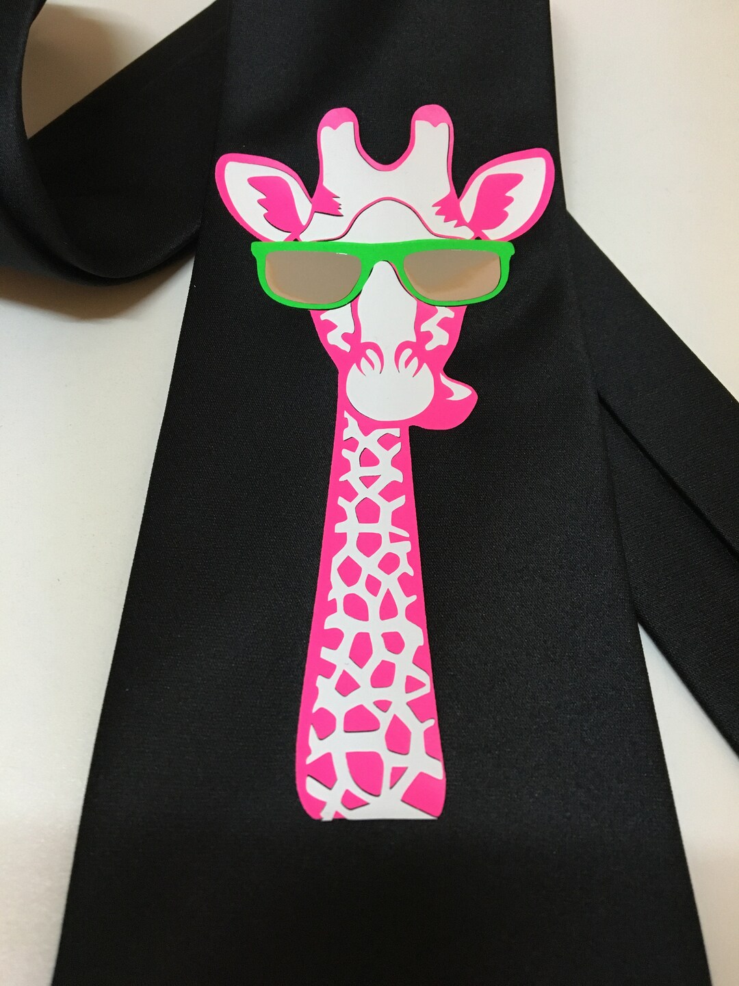 Giraffe Necktie, Neon Pink, Cool and Fun - Etsy