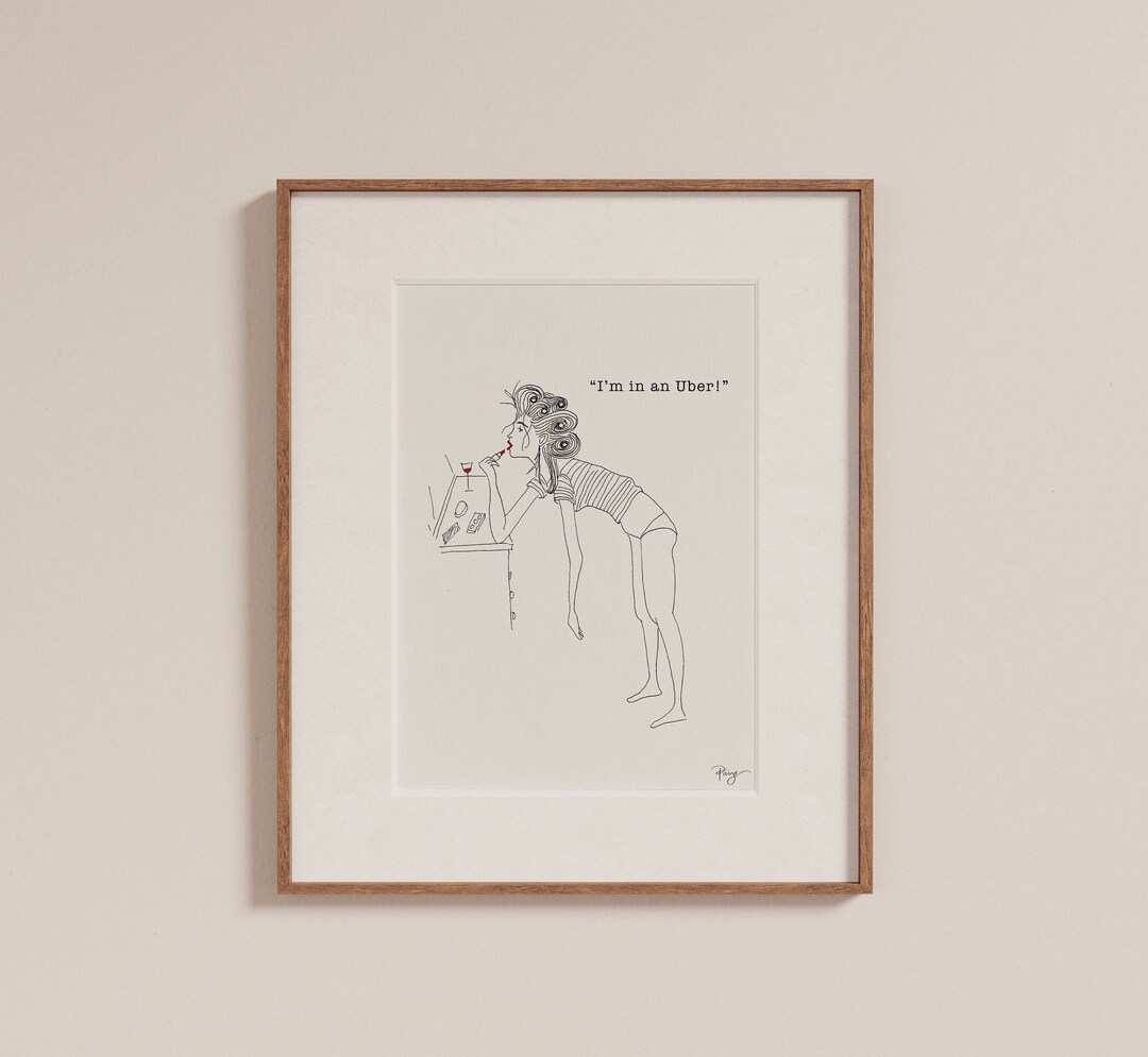 Getting Ready Hand Drawn Art Print, Ink Drawing, Trendy Wall Art, Girly ...