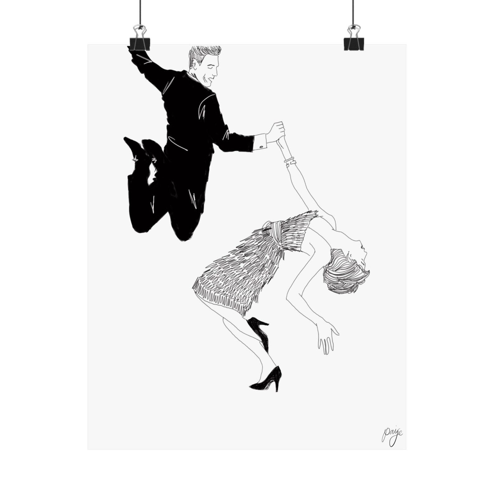 Dancers Ink Drawing, Illustration, Hand Drawn Print, Dance Poster ...