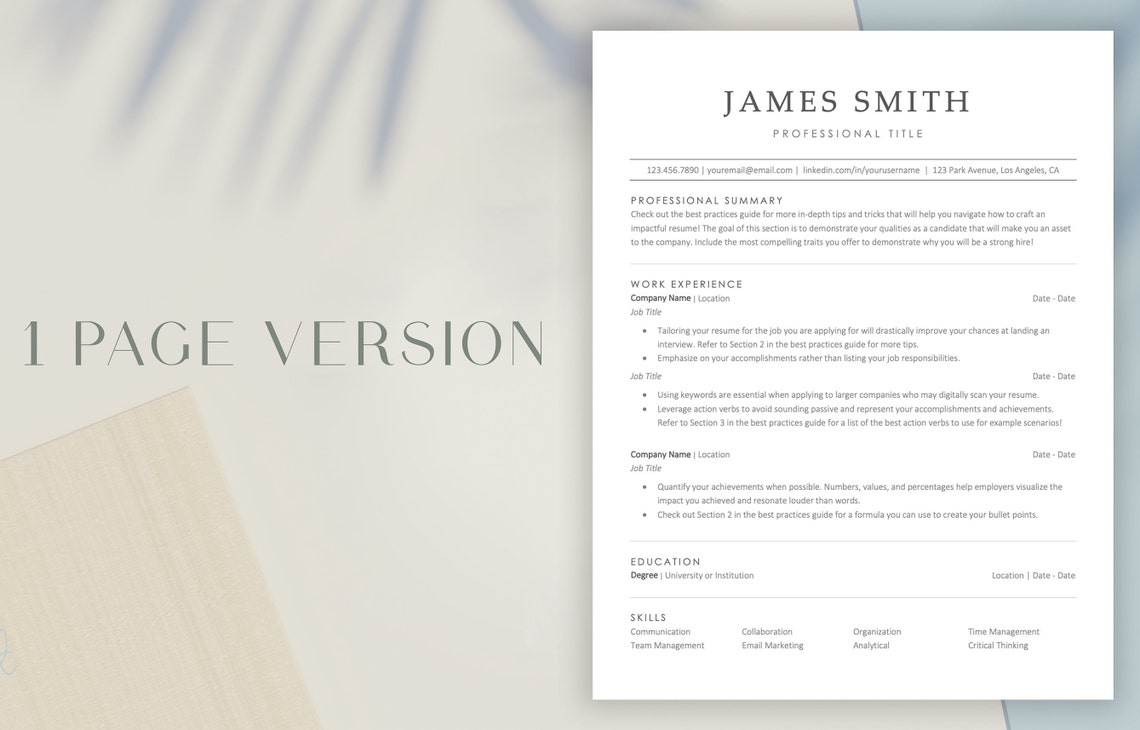 Resume Template Google Docs ATS Friendly Resume Template - Etsy