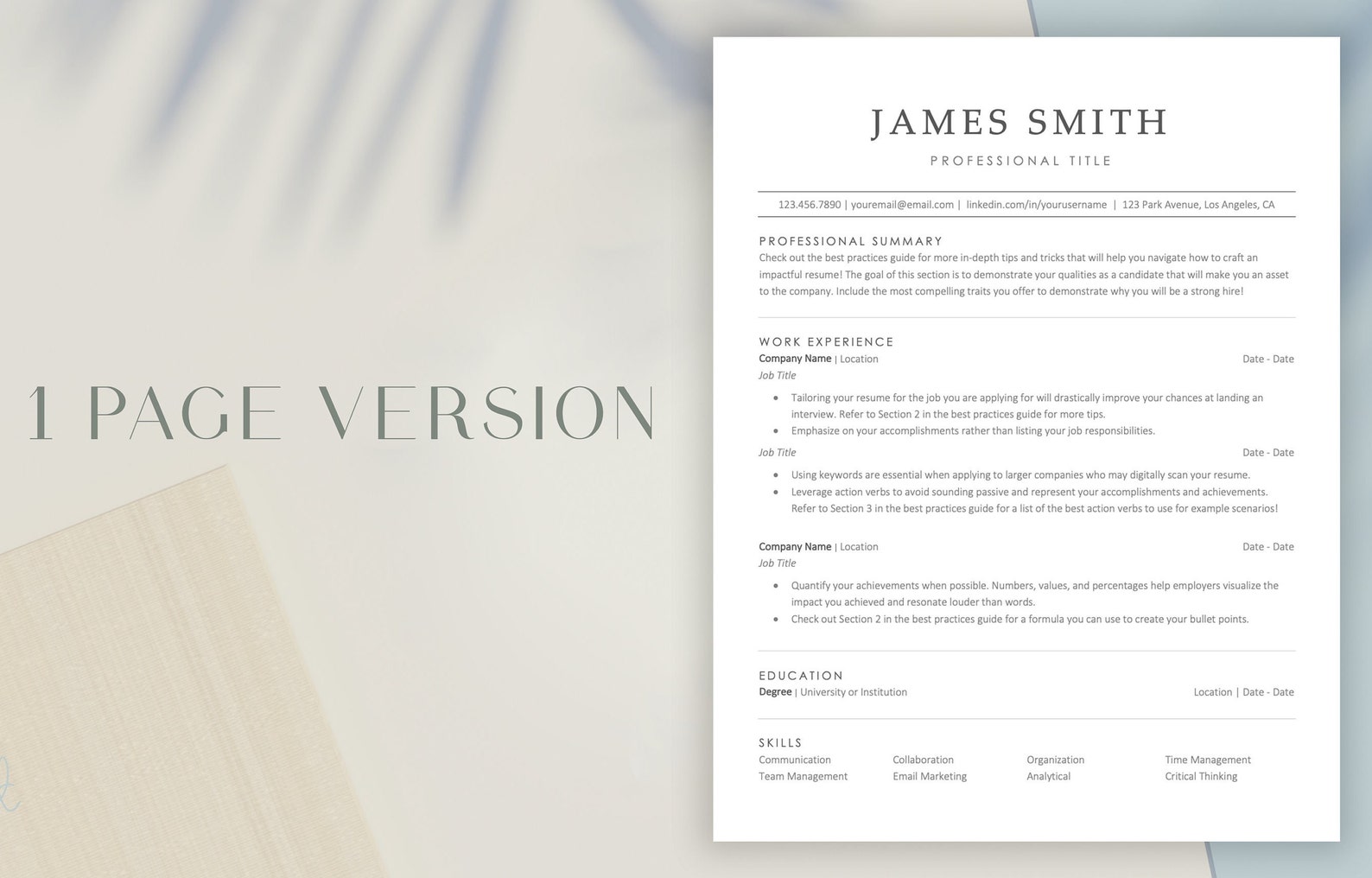 Resume Template Google Docs ATS Friendly Resume Template - Etsy