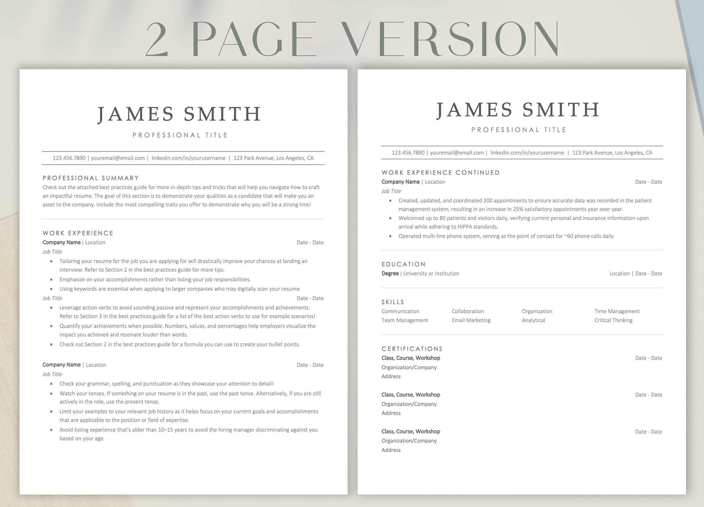 Resume Template Google Docs ATS Friendly Resume Template - Etsy