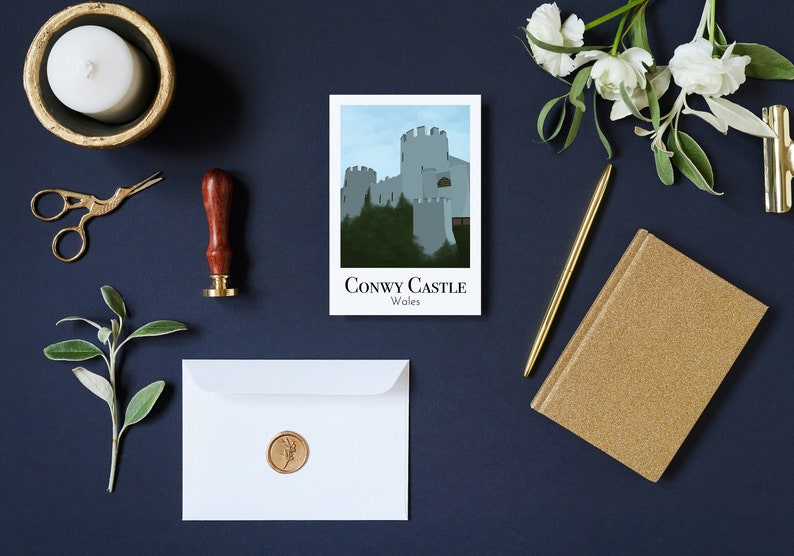 Conwy Castle Art Postcard: Wales Travel Souvenir (4x6 In) - Etsy