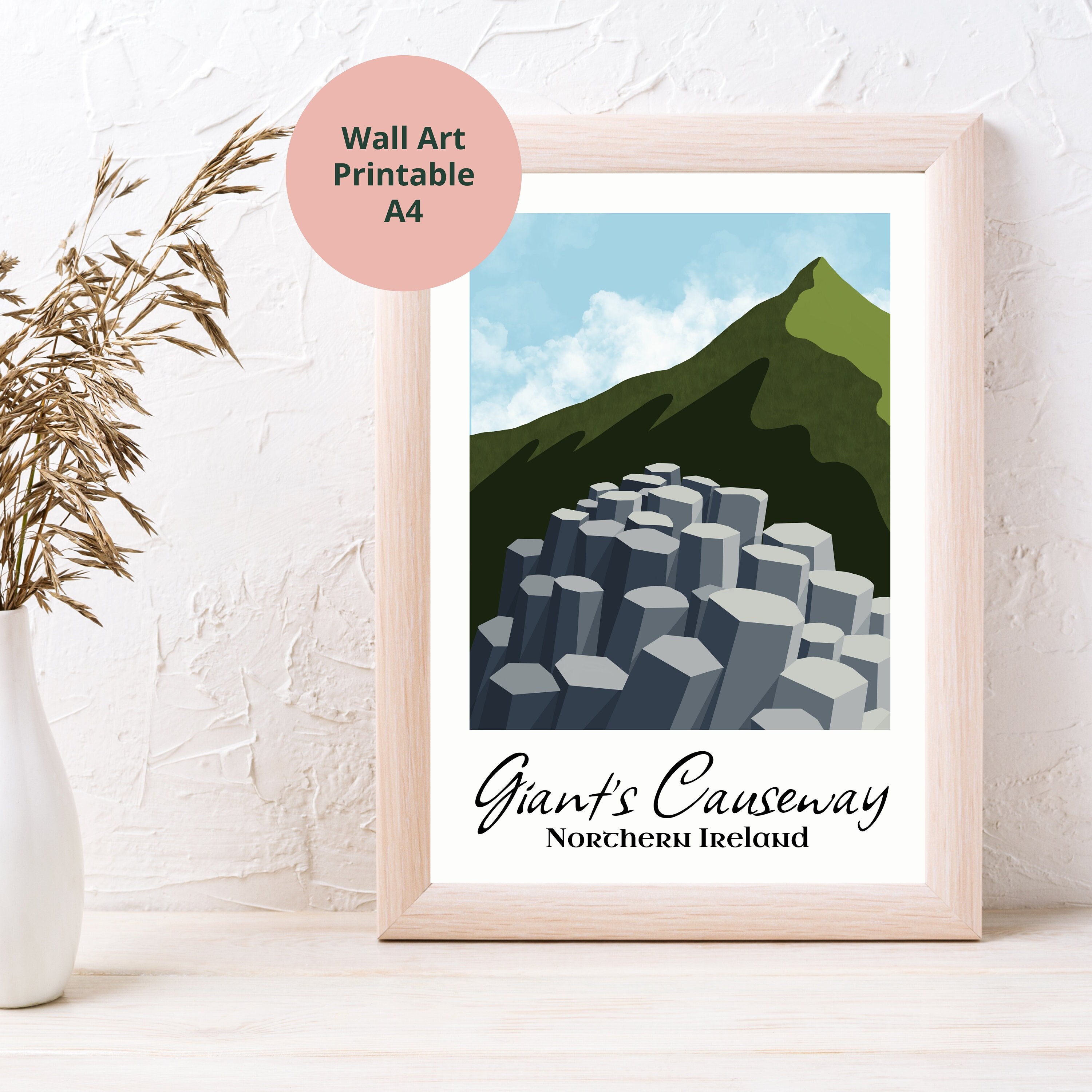 Giants Causeway Print Post Travel Art Northern Ireland UK Aesthetic ...