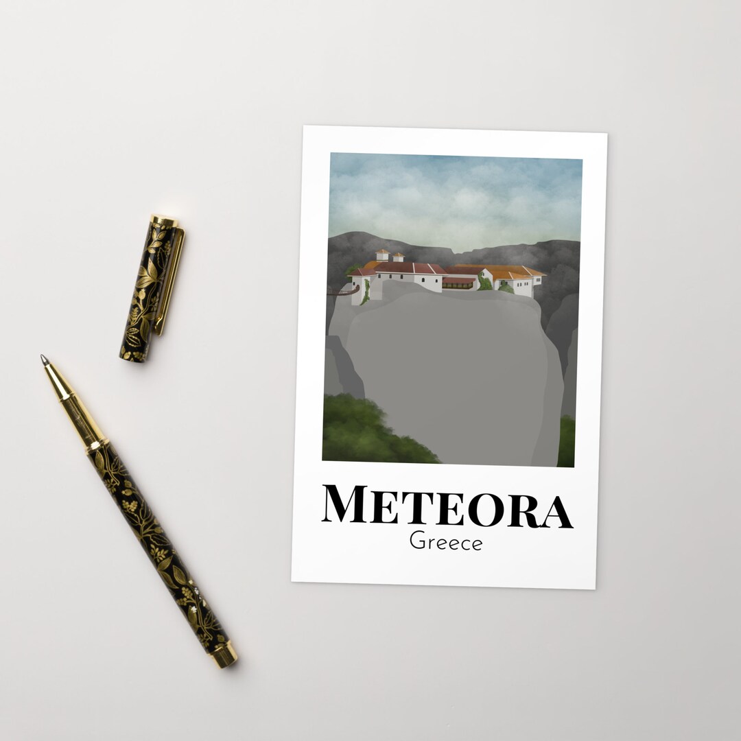 Meteora Monasteries Greece Art Print Postcard: Travel Souvenir (4x6 ...