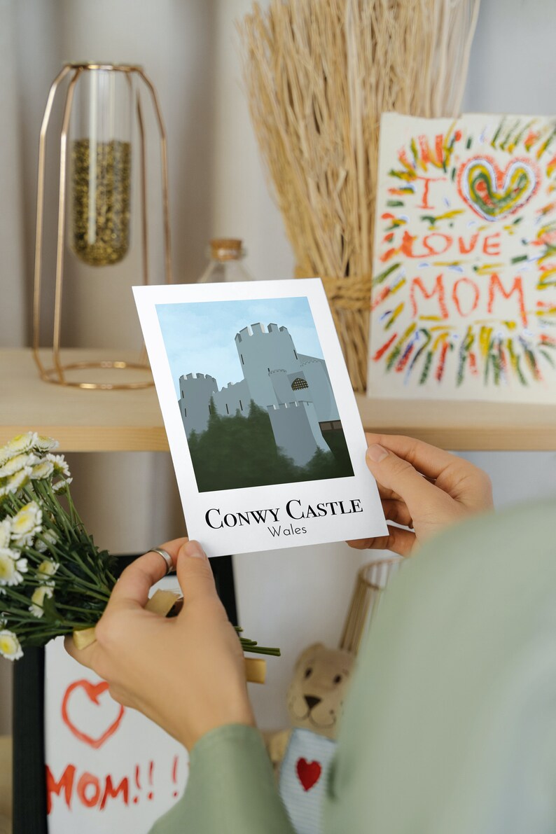 Conwy Castle Art Postcard: Wales Travel Souvenir (4x6 In) - Etsy