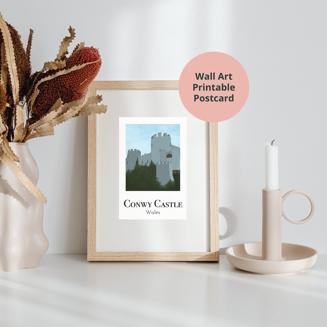 Conwy Castle Art Postcard: Wales Travel Souvenir (4x6 In) - Etsy