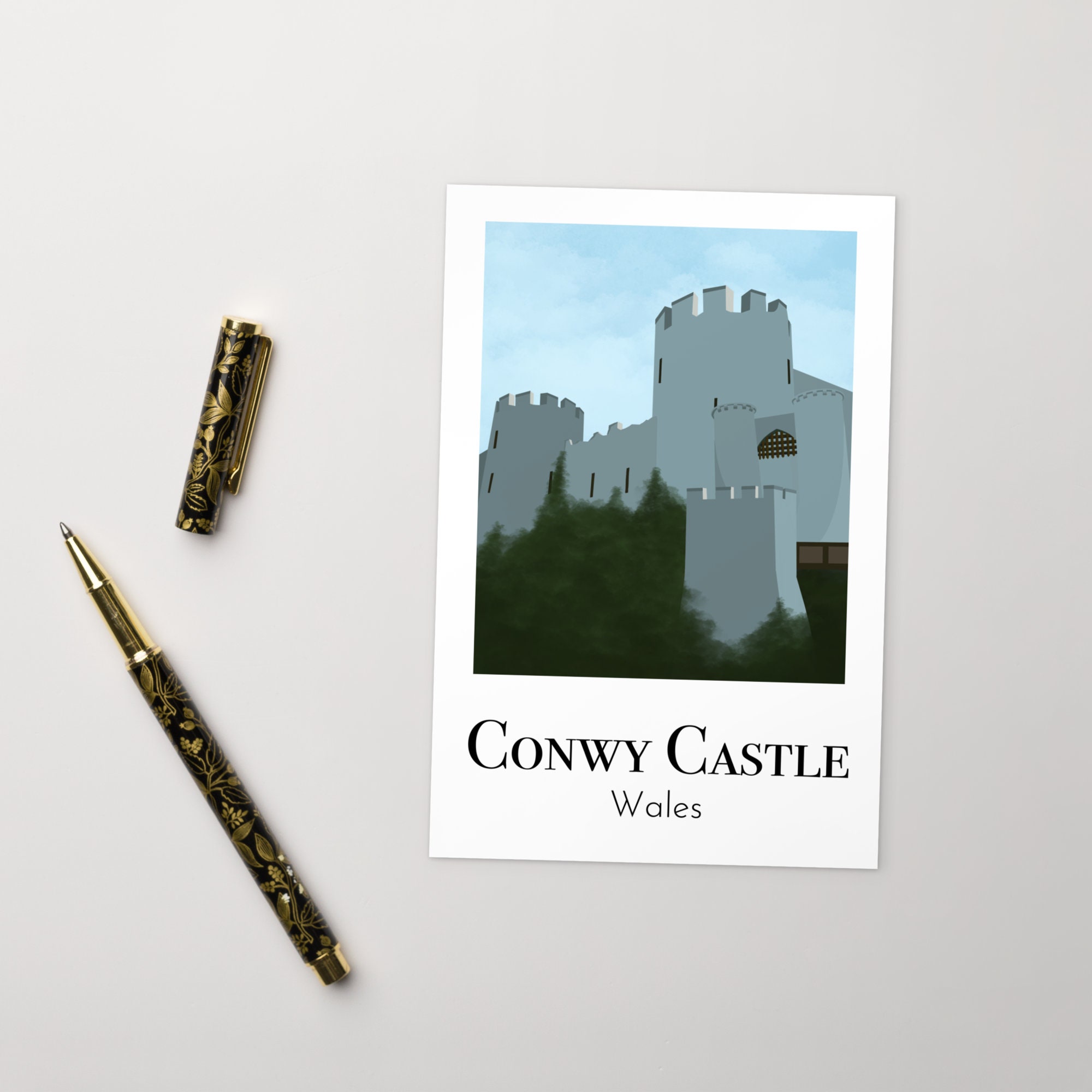 Conwy Castle Art Postcard: Wales Travel Souvenir (4x6 In) - Etsy