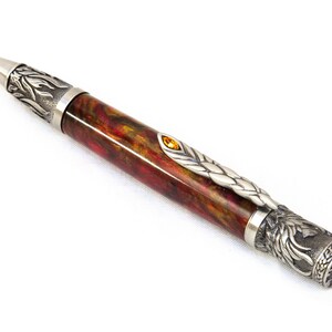 Phoenix Pen in "eye of Sauron" Resin W/ Antique Brass Finish - Writing ...