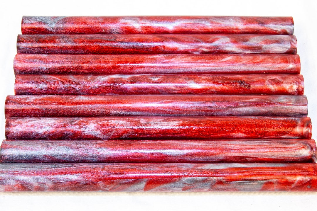 Scarlet and Gray Resin Rods - Bespoke Kitless Pen Blanks Hair Stick ...