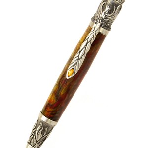 Phoenix Pen in "eye of Sauron" Resin W/ Antique Brass Finish - Writing ...