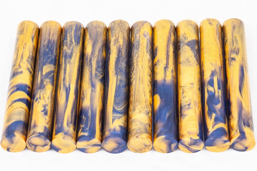 Navy and Gold Pen Blanks Alumilite Resin Rods - Magic Wand Blank ...