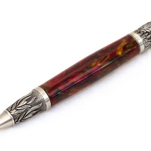 Phoenix Pen in "eye of Sauron" Resin W/ Antique Brass Finish - Writing ...
