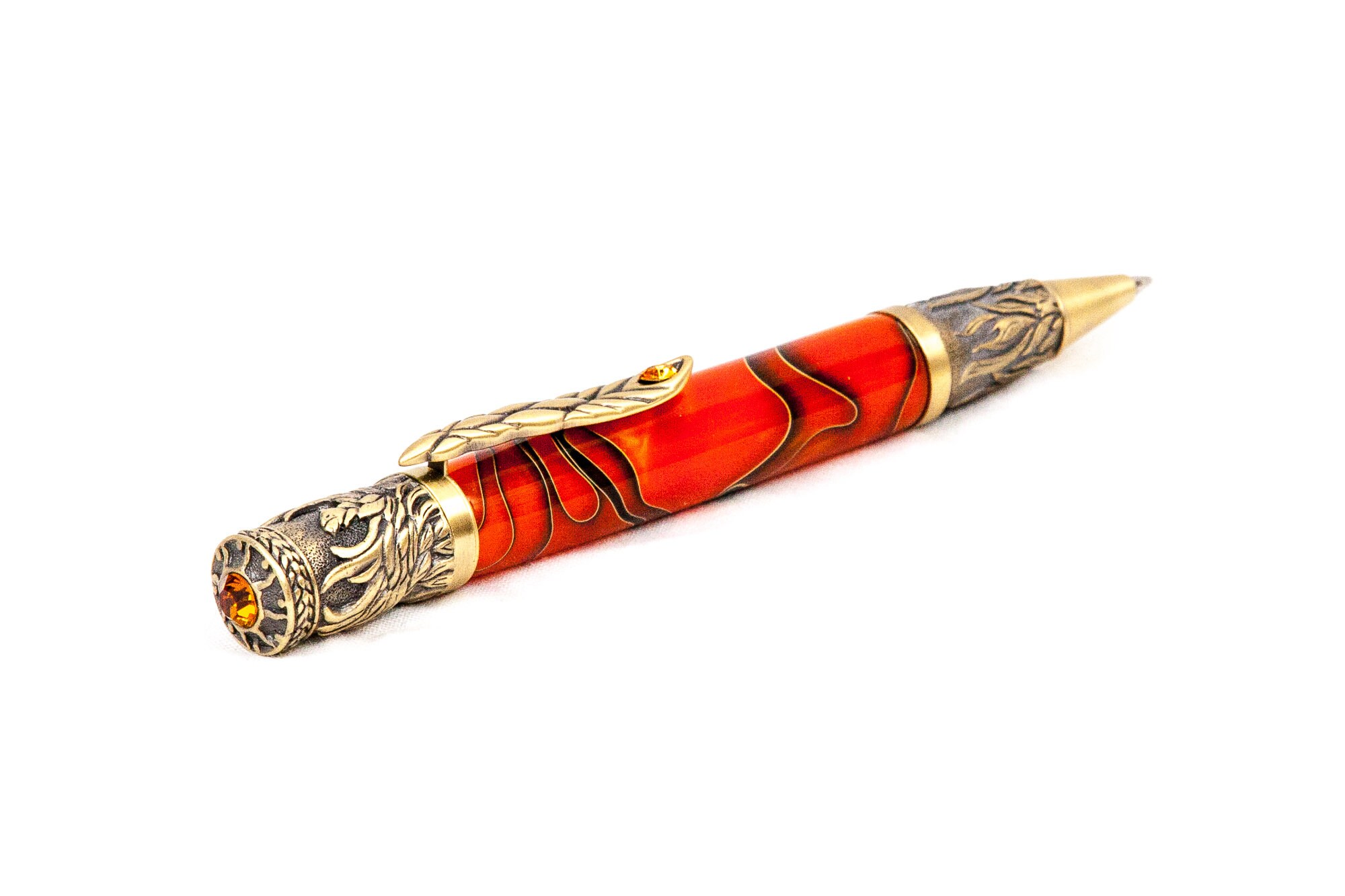 Phoenix Pen in Acryl w / Antieke Messing Finish Schrijven - Etsy België