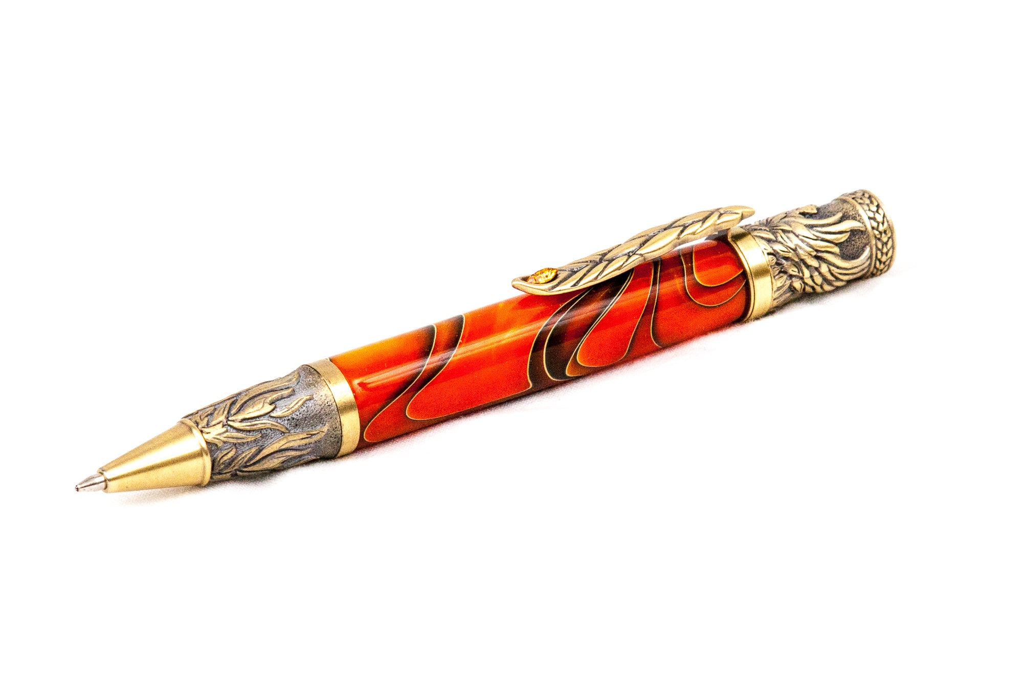 Phoenix Pen in Acryl w / Antieke Messing Finish Schrijven - Etsy België